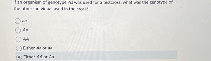 Solved If an organism of genotype Aa was used for a | Chegg.com