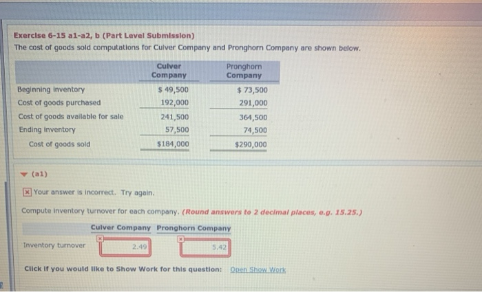 Solved Exercise 6-15 a1-a2, b (Part Level Submission) The | Chegg.com