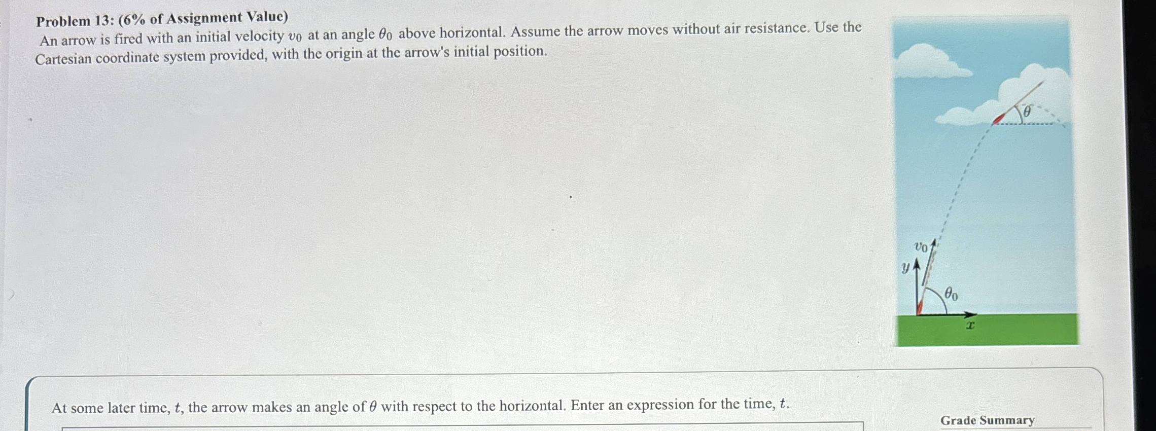 Solved Problem 13: ( 6% ﻿of Assignment Value)An arrow is | Chegg.com