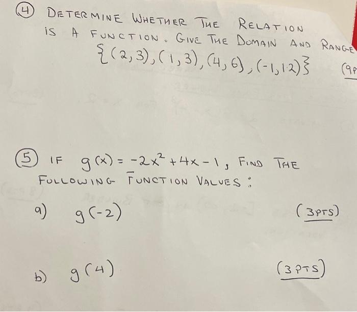 Solved (4) Determine whether tue Relation is a function. | Chegg.com