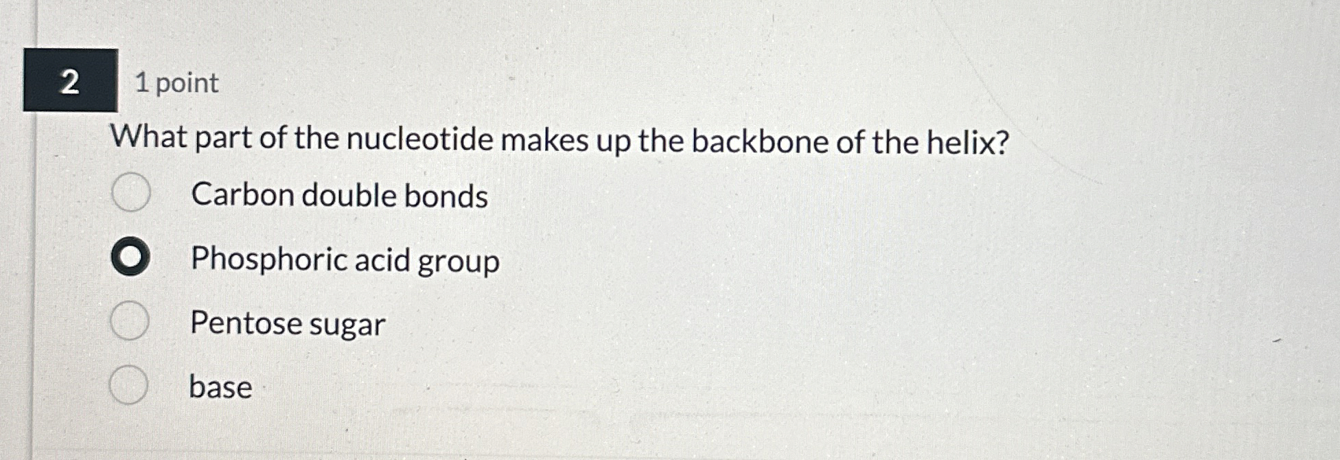 Solved 21 ﻿pointWhat part of the nucleotide makes up the | Chegg.com