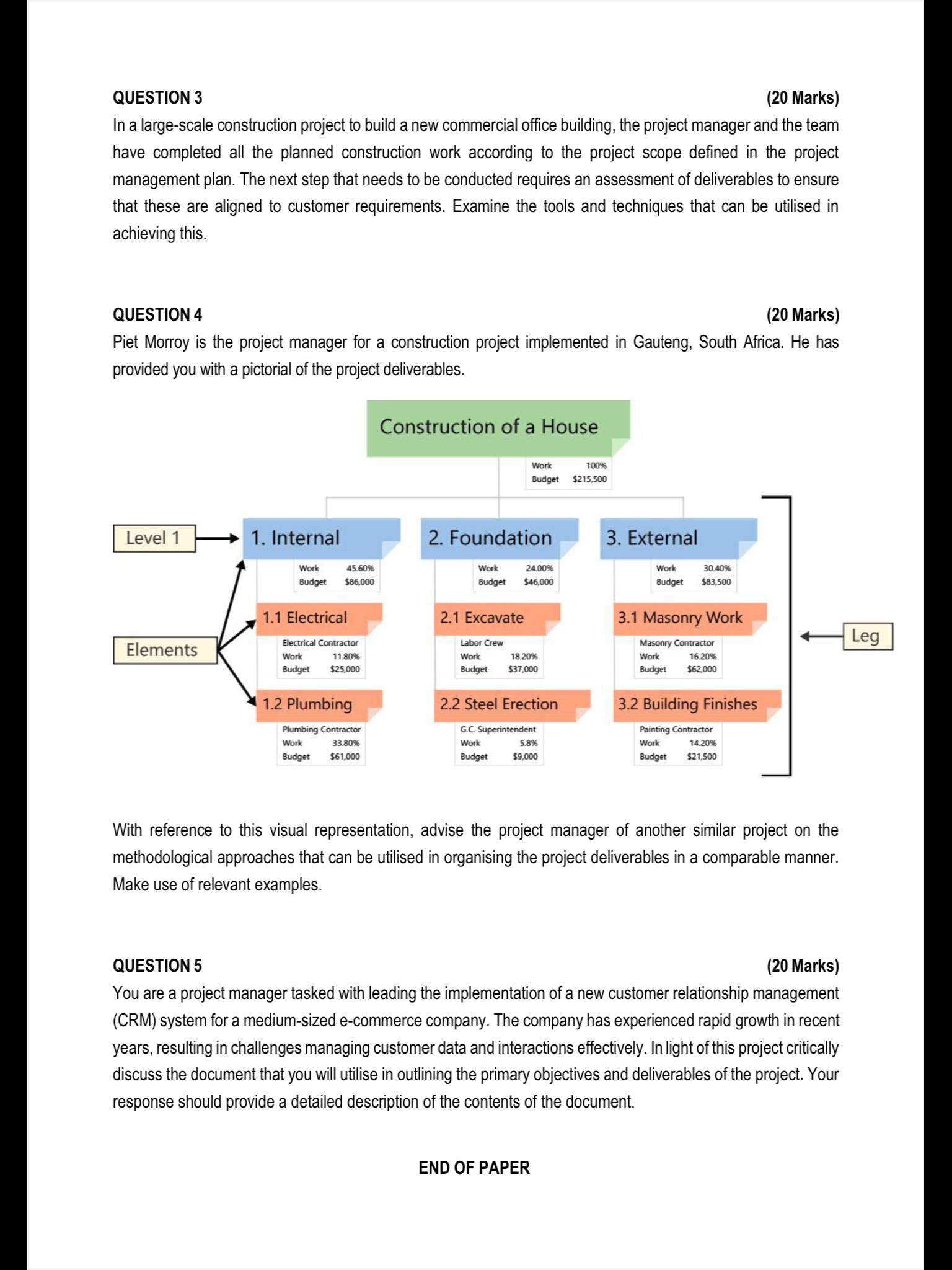 Solved QUESTION 3(20 ﻿Marks)In a large-scale construction | Chegg.com