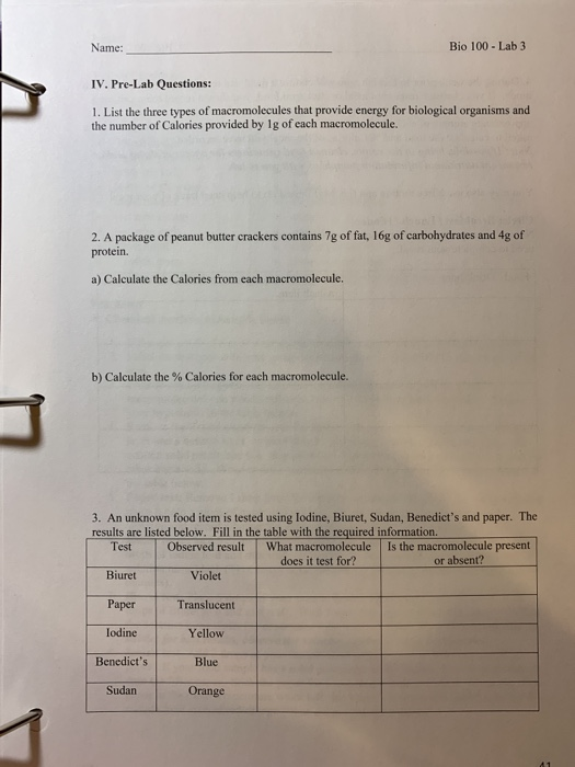 Solved Name: Bio 100 - Lab 3 IV. Pre-Lab Questions: 1. List | Chegg.com Solved Name: Bio 100 - Lab 3 IV. Pre-Lab Questions: 1. List | Chegg.com