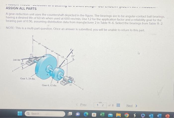 Solved ASSIGN ALL PARTS A gear-reduction unit uses the | Chegg.com