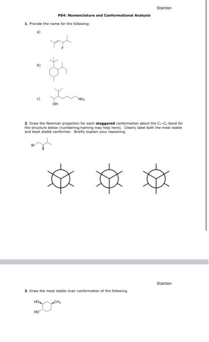 Solved PS4: Nomenclature and Conformational Analysis 1. | Chegg.com