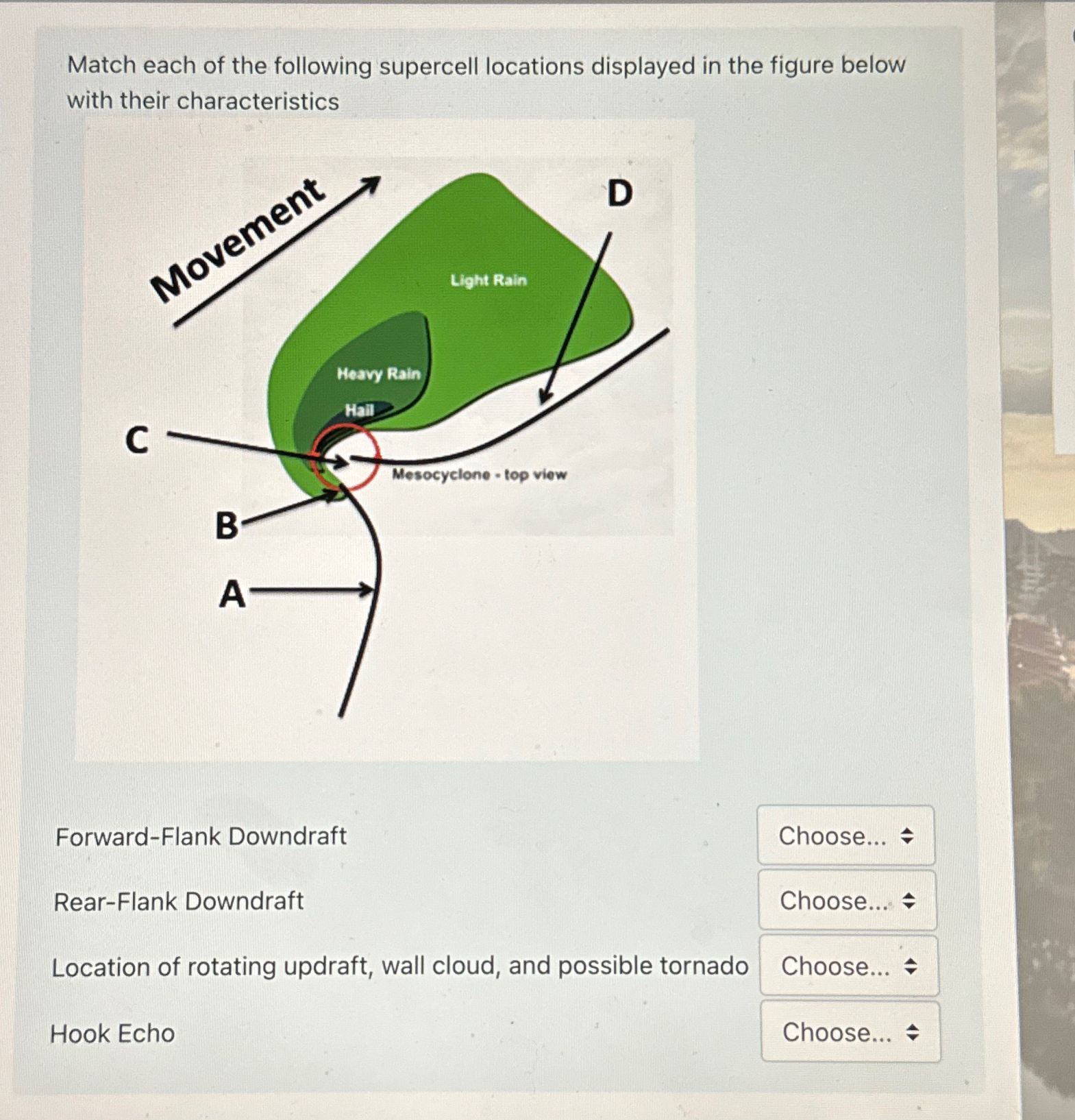 Solved Match each of the following supercell locations | Chegg.com