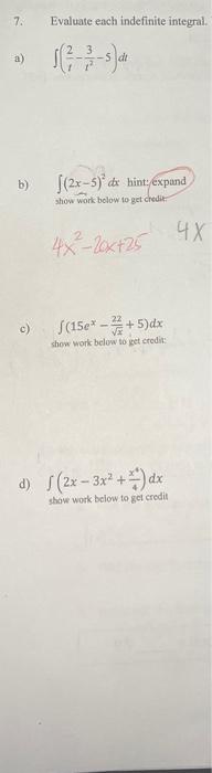 Solved 7. Evaluate each indefinite integral. a) | Chegg.com