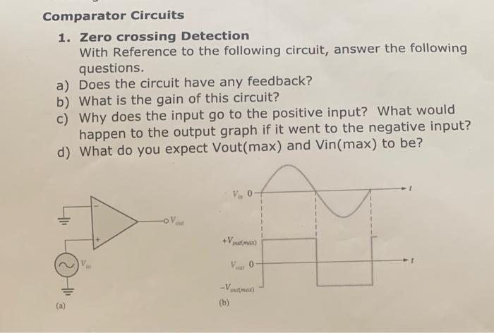 Solved Comparator Circuits 1 Zero Crossing Detection With