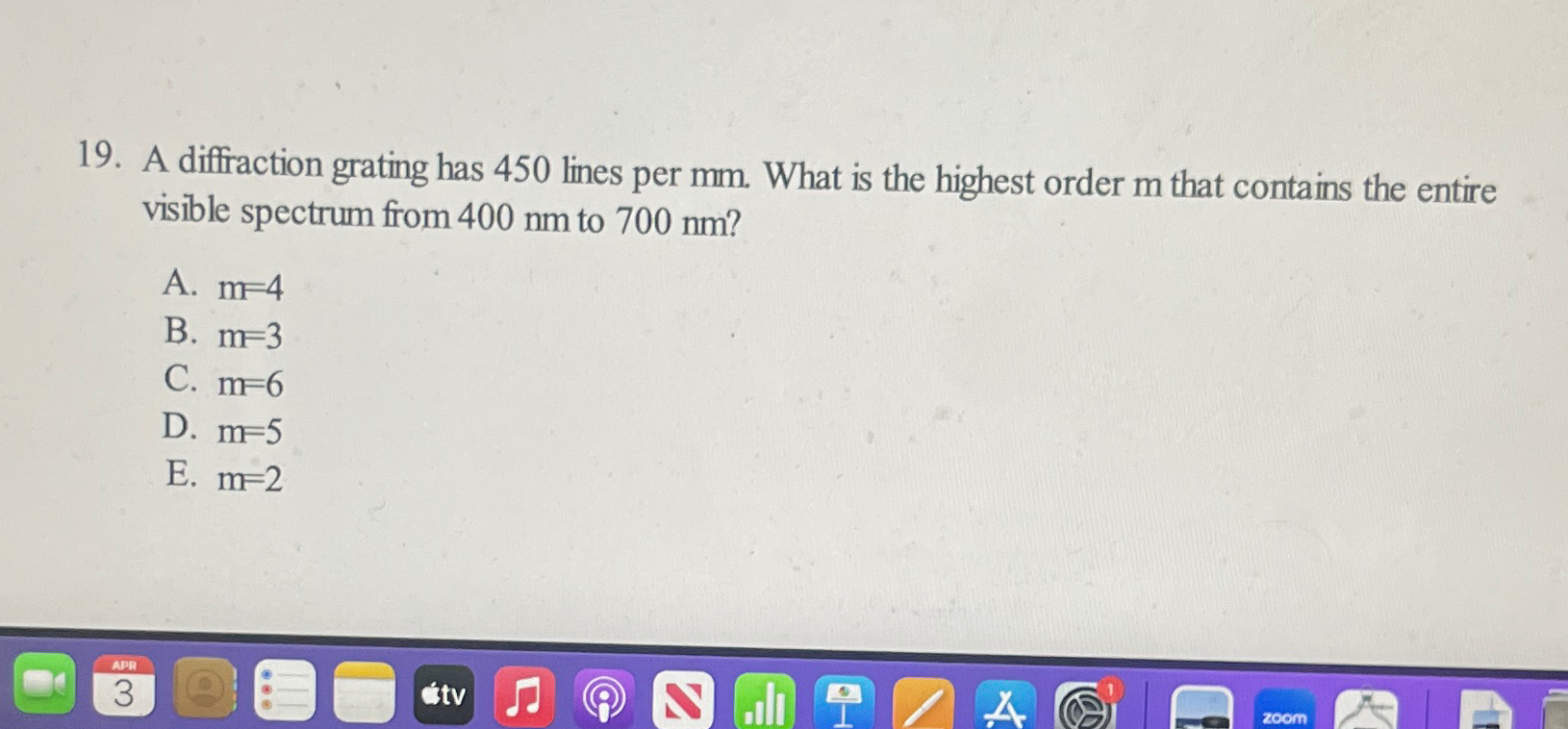 Solved A diffraction grating has 450 ﻿lines per mm. ﻿What is | Chegg.com