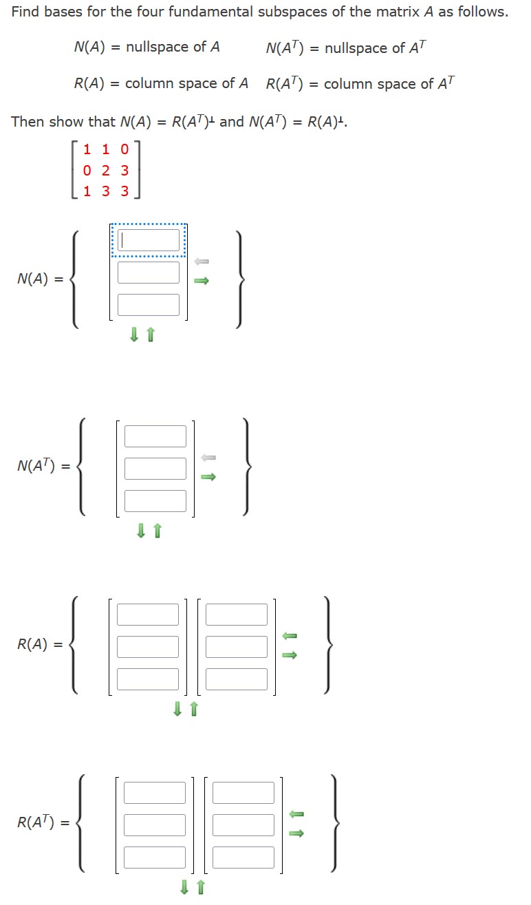Solved Find bases for the four fundamental subspaces of the | Chegg.com