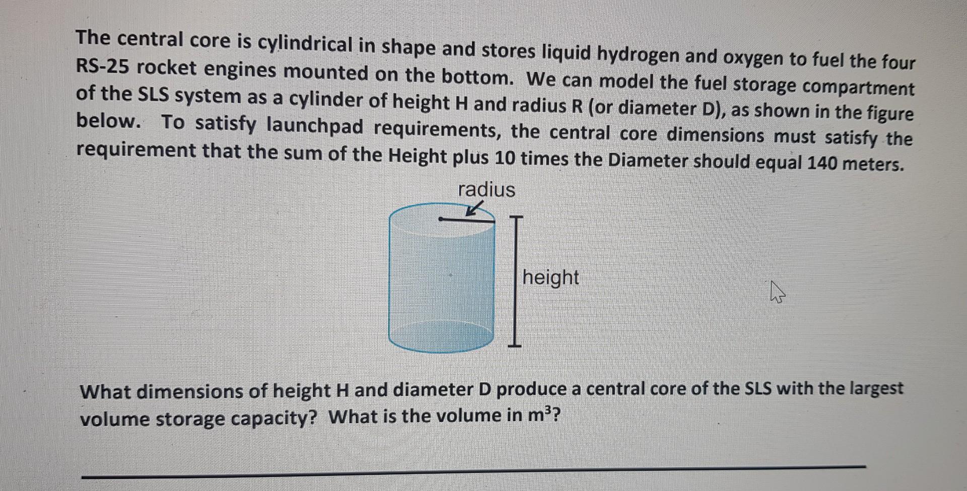 Solved The central core is cylindrical in shape and stores | Chegg.com