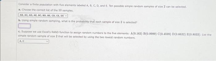 Solved Consider a finite population with five elements | Chegg.com