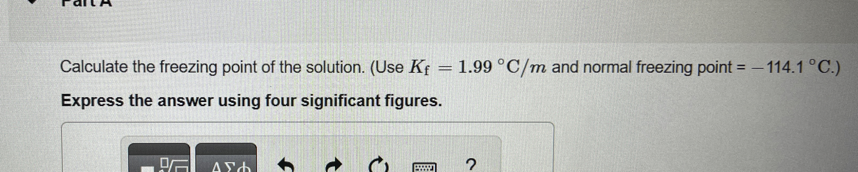 Solved Calculate the freezing point of the solution. (Use | Chegg.com