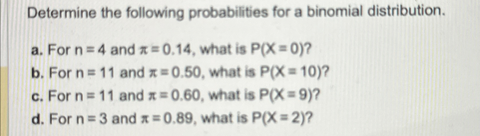 Solved Determine the following probabilities for a binomial | Chegg.com