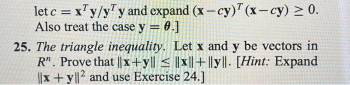 Solved 24. The Cauchy-Schwarz inequality. Let x and y be | Chegg.com