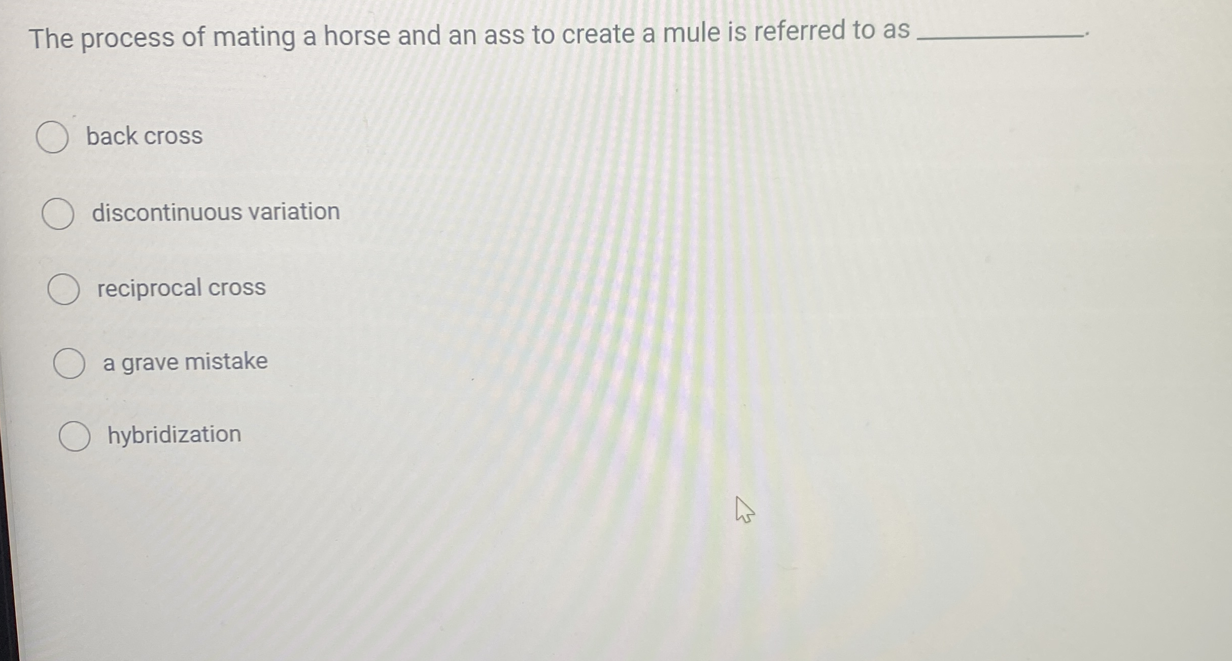 The process of mating a horse and an ass to create a | Chegg.com