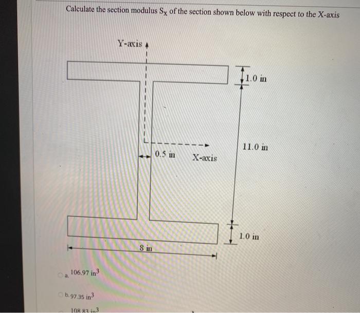 Solved Calculate the section modulus Sx of the section shown | Chegg.com