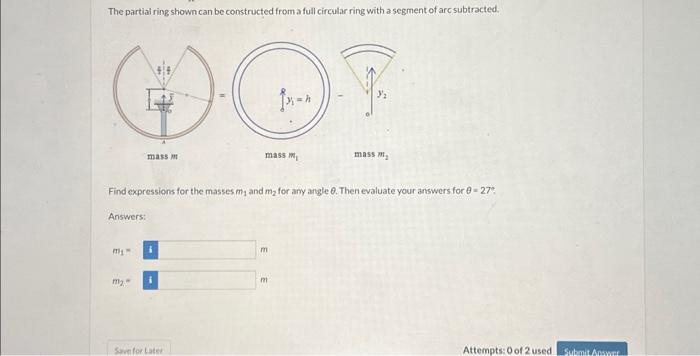 Solved The uniform partial circular ring of radius r and | Chegg.com