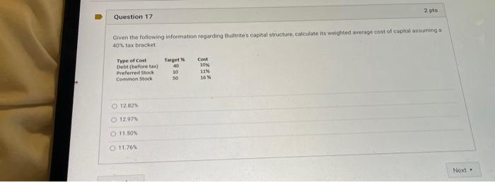 Solved Question 17 Given the following information regarding | Chegg.com
