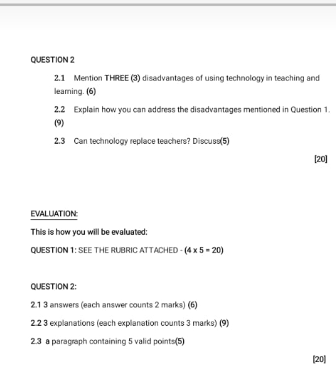 QUESTION 22.1 ﻿Mention THREE (3) ﻿disadvantages of | Chegg.com