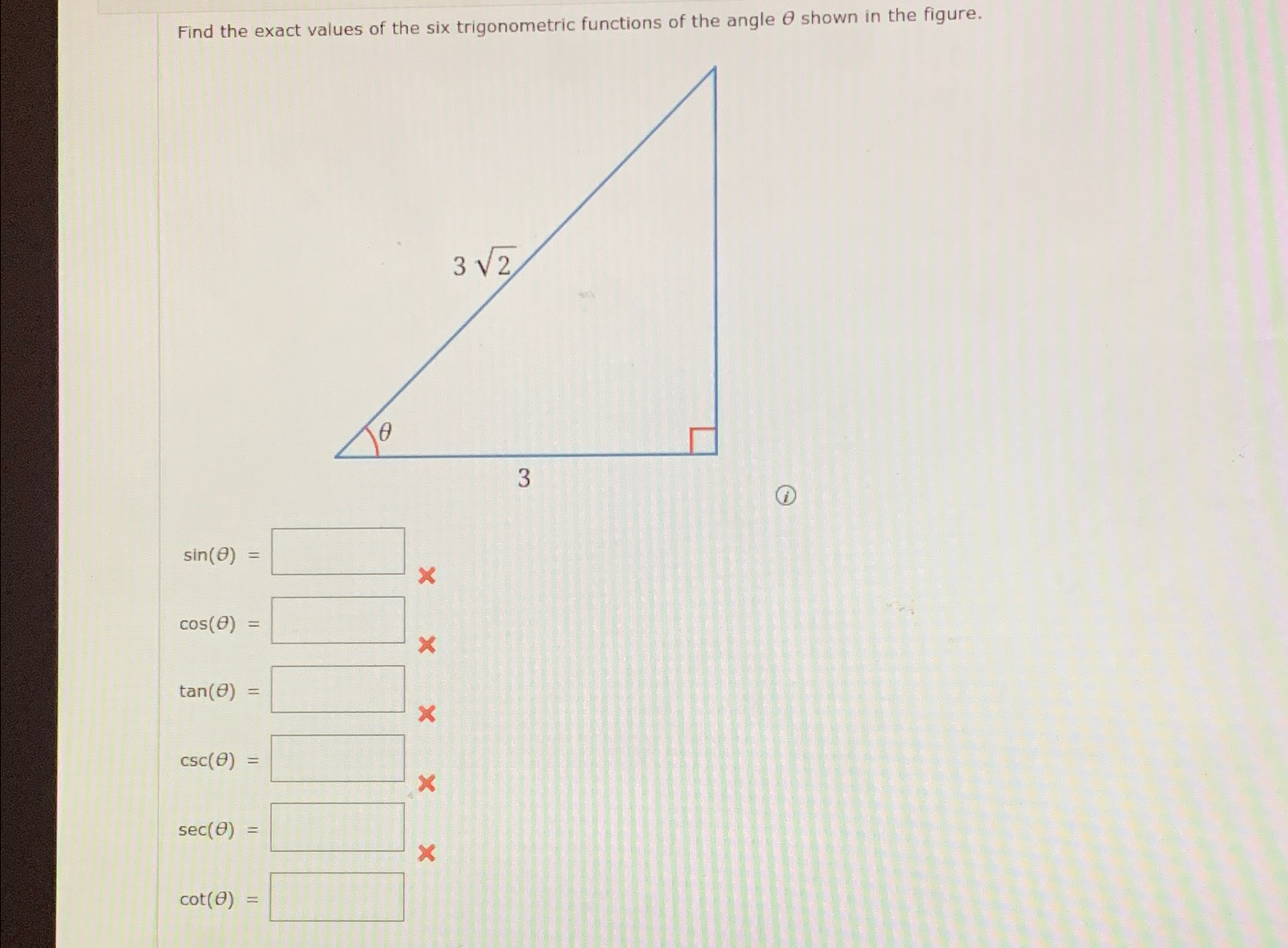 Solved Find the exact values of the six trigonometric | Chegg.com