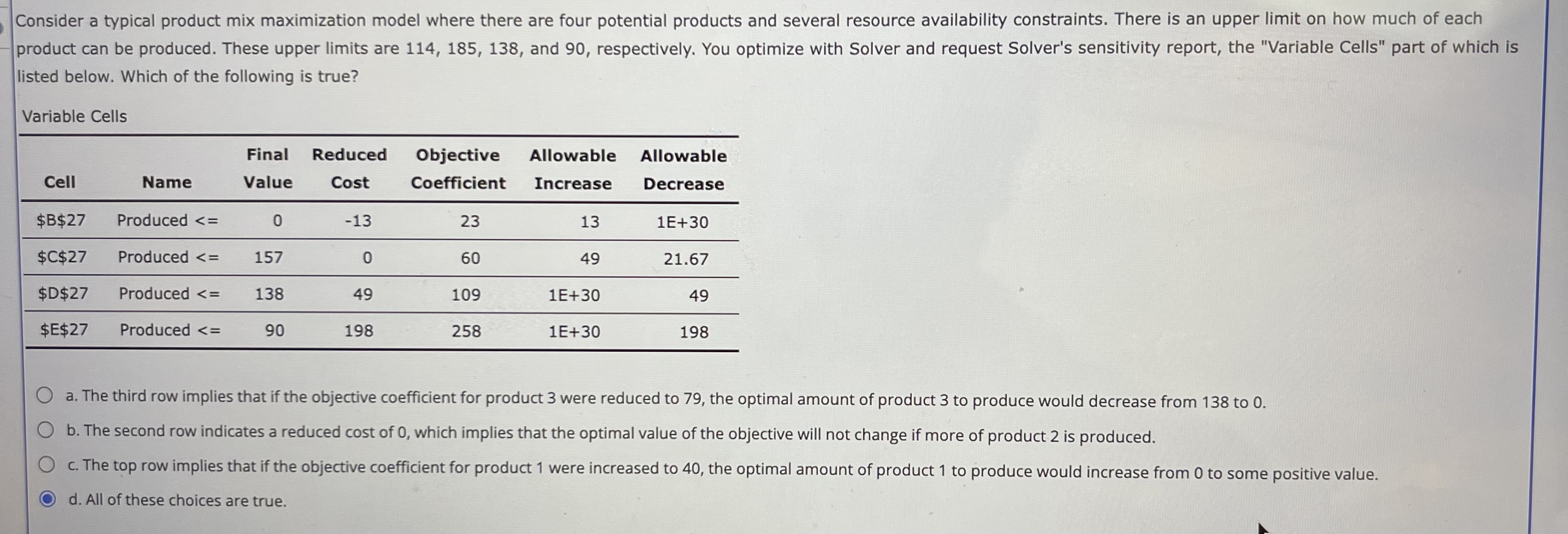 Solved Consider a typical product mix maximization model | Chegg.com