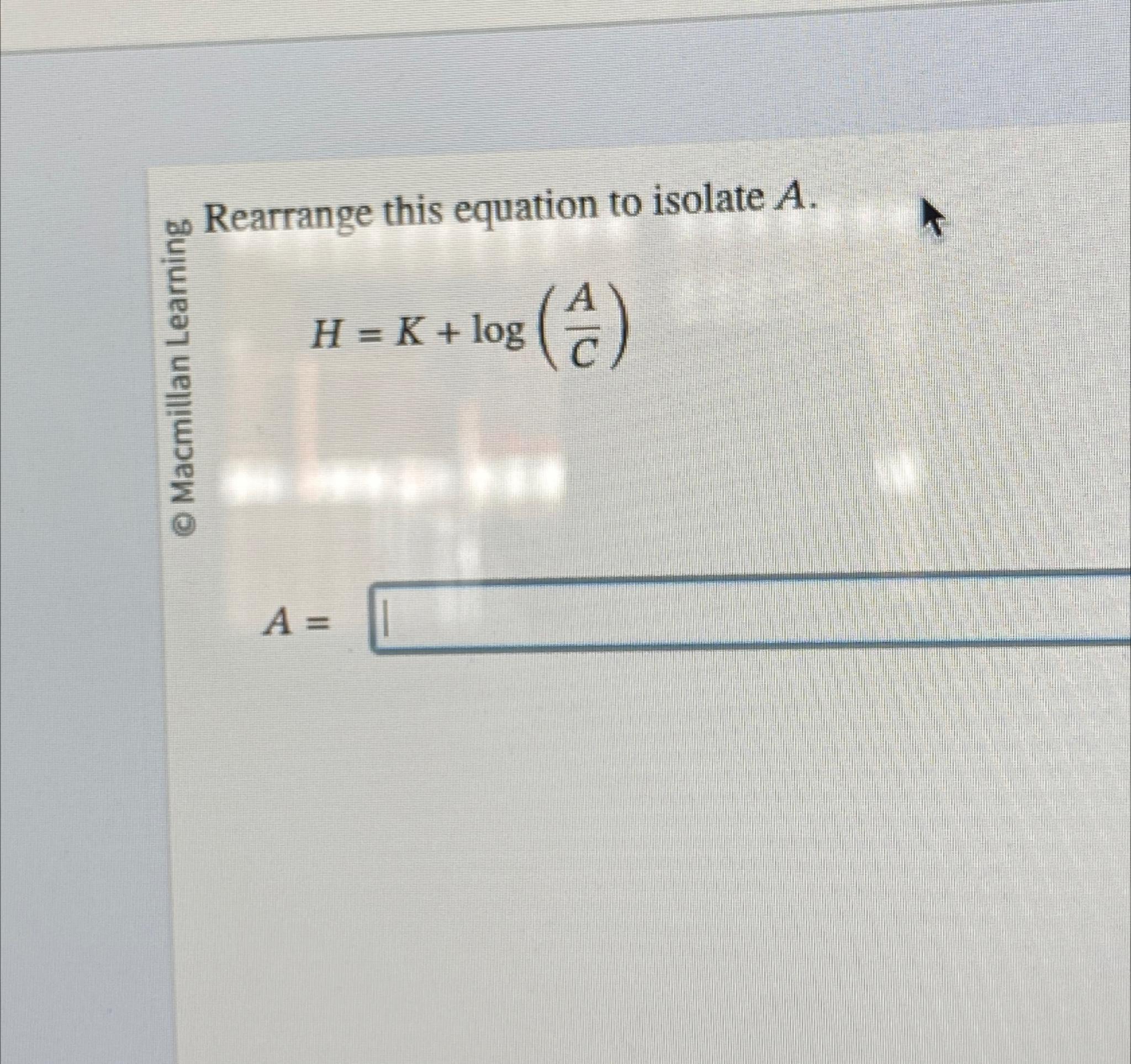 Solved ?60 ﻿Rearrange this equation to isolate | Chegg.com