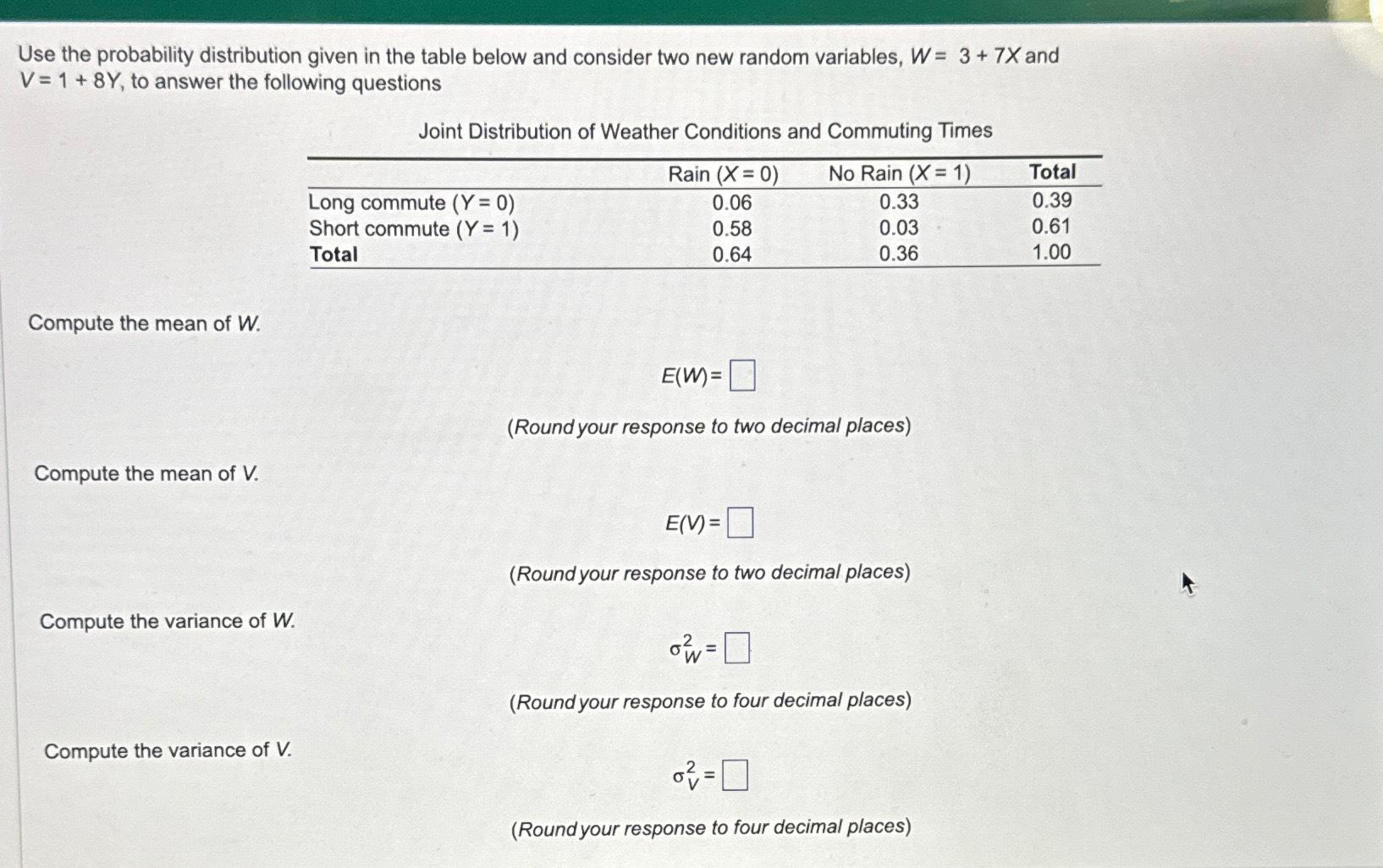 Solved Use the probability distribution given in the table | Chegg.com