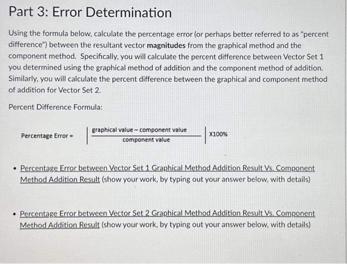 Part 3: Error Determination Using the formula below, | Chegg.com