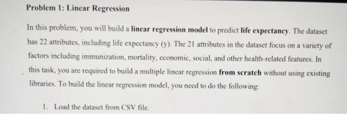Solved Problem 1 Linear Regression In This Problem You
