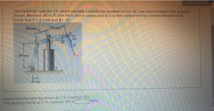 Solved The hydraulic cylinder CF. which partially controls | Chegg.com