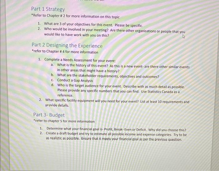 Part 1 Strategy "Refer to Chapter # 2 for more | Chegg.com