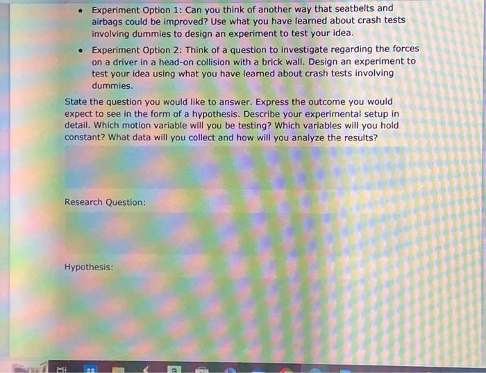 Solved - Experiment Option 1: Can you think of another way | Chegg.com