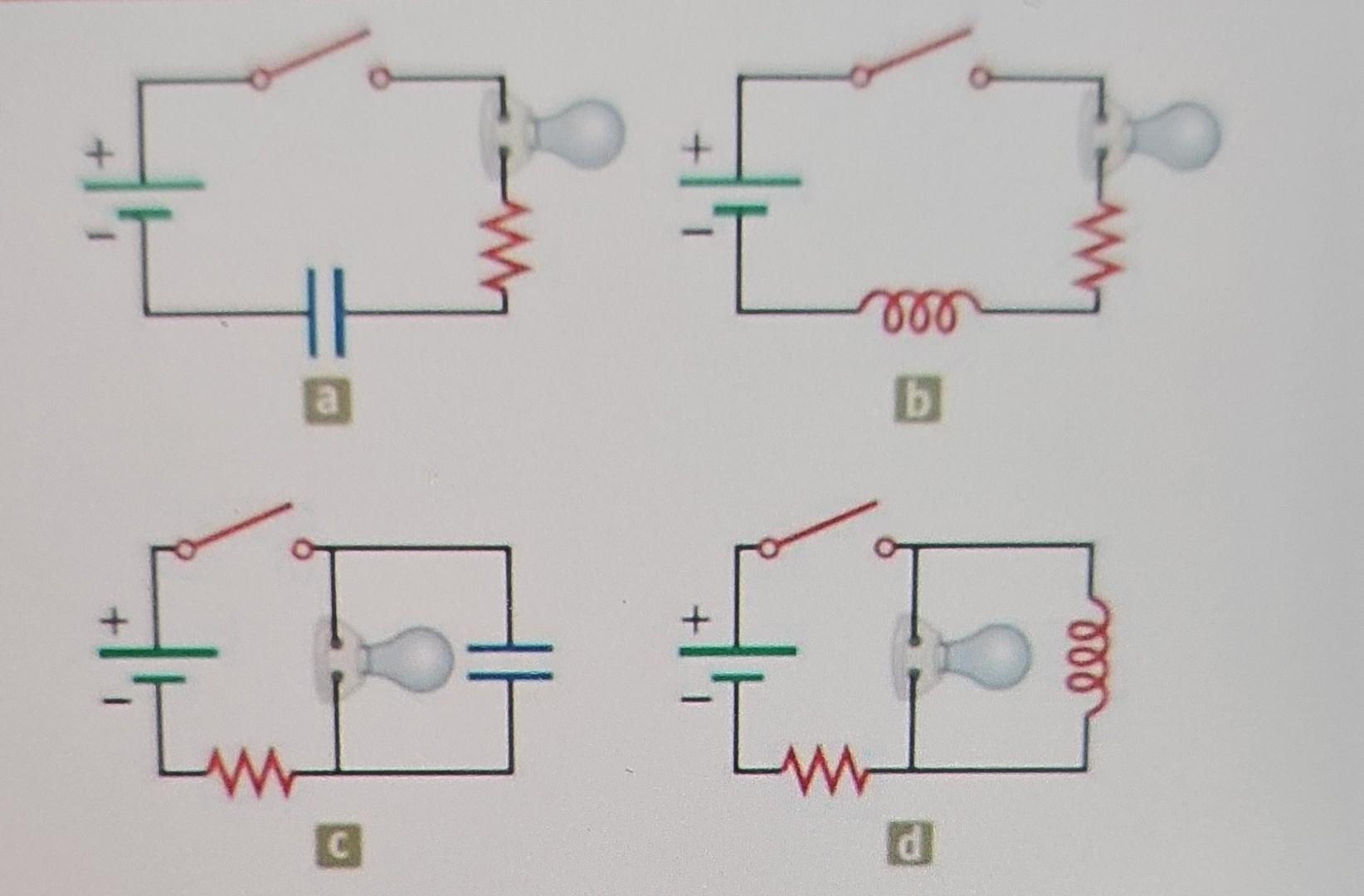 Solved After closing the switch in the four circuits below | Chegg.com