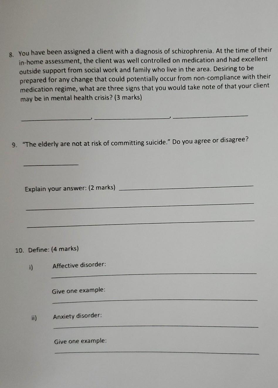 Solved Module 11 - Cognitive and Mental Health Issues and | Chegg.com