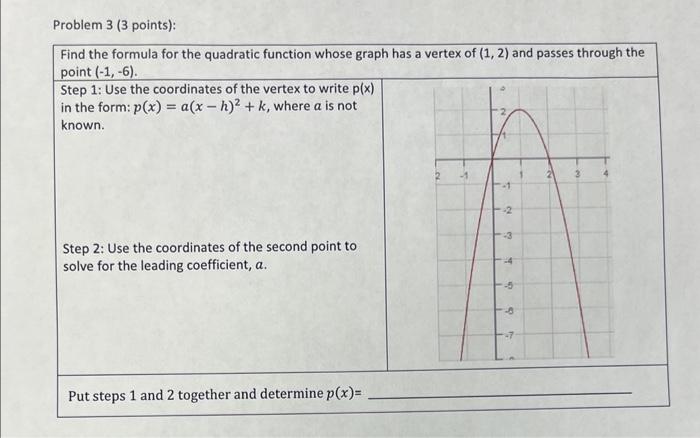 Solved Find the formula for the quadratic function whose | Chegg.com
