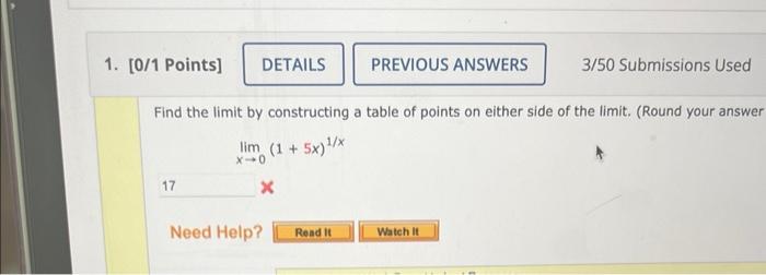 Solved Find the limit by constructing a table of points on | Chegg.com