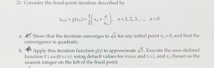 21. Consider the fixed-point iteration described by | Chegg.com