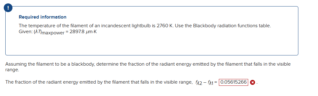 Solved !Required informationThe temperature of ﻿the filament | Chegg.com