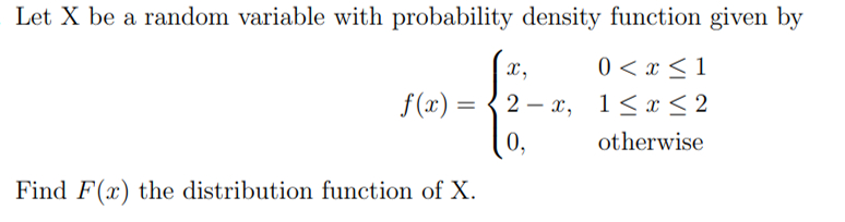Solved Let x ﻿be a random variable with probability density | Chegg.com