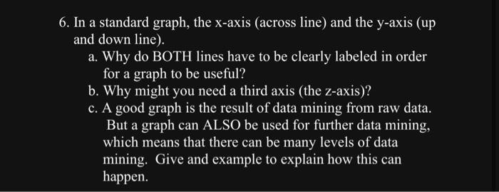 Solved 6. In a standard graph, the x-axis (across line) and | Chegg.com