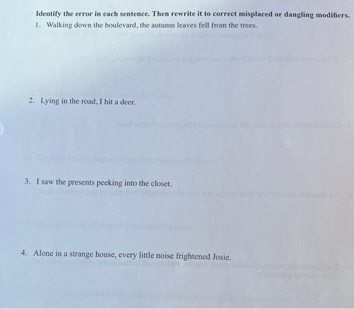 Solved Identify the error in each sentence. Then rewrite it | Chegg.com
