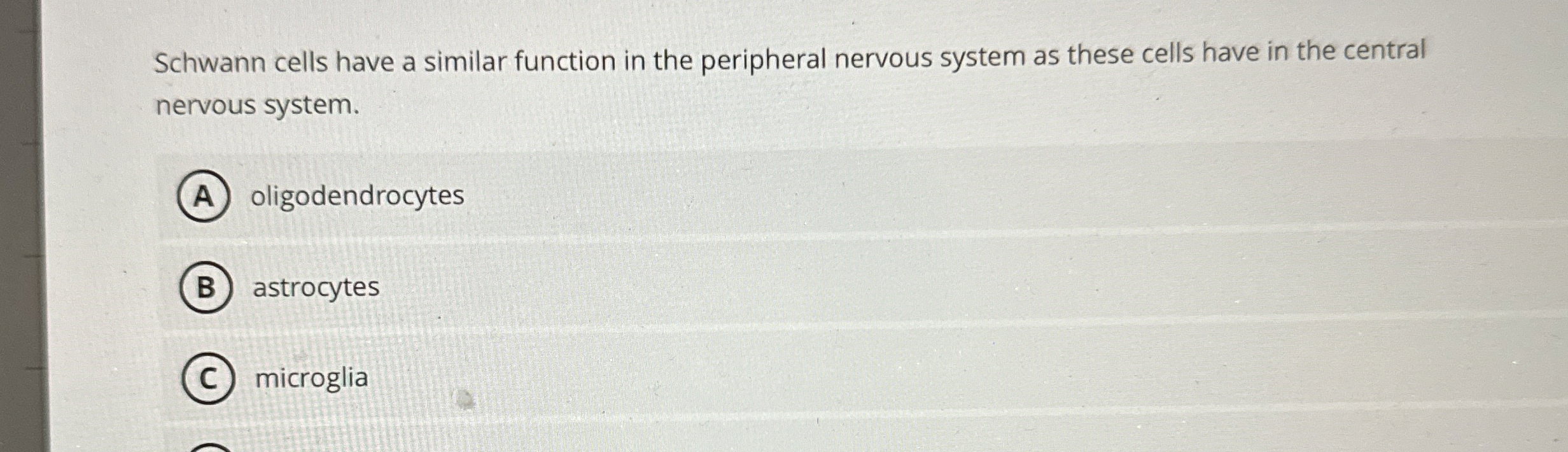 Solved Schwann cells have a similar function in the | Chegg.com