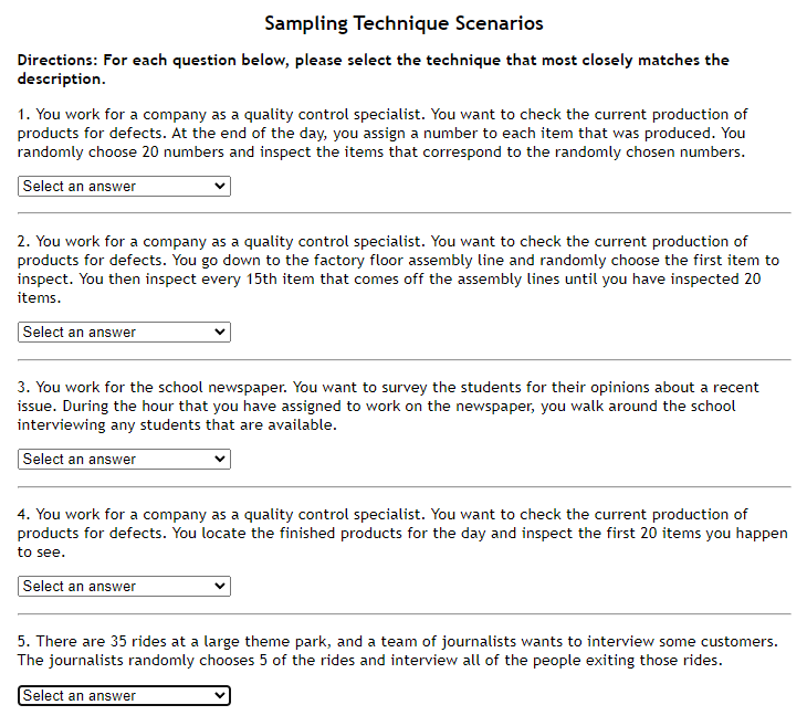 Solved Sampling Technique ScenariosDirections: For each | Chegg.com