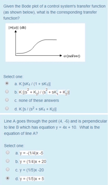 Solved Given the Bode plot of a control system's transfer | Chegg.com