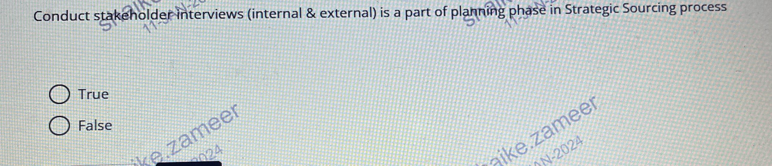 Solved Conduct stakeholdervinterviews (internal & external) | Chegg.com