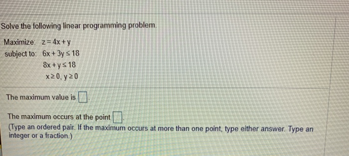 Solved Solve the following linear programming problem. | Chegg.com
