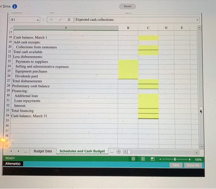 Solved What formulas go into the yellow boxes to bring | Chegg.com