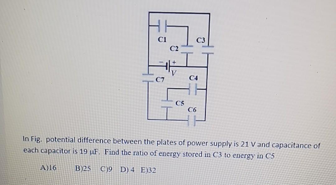 Solved C3 СІ C2 C7 C4 C5 C6 In Fig. potential difference | Chegg.com