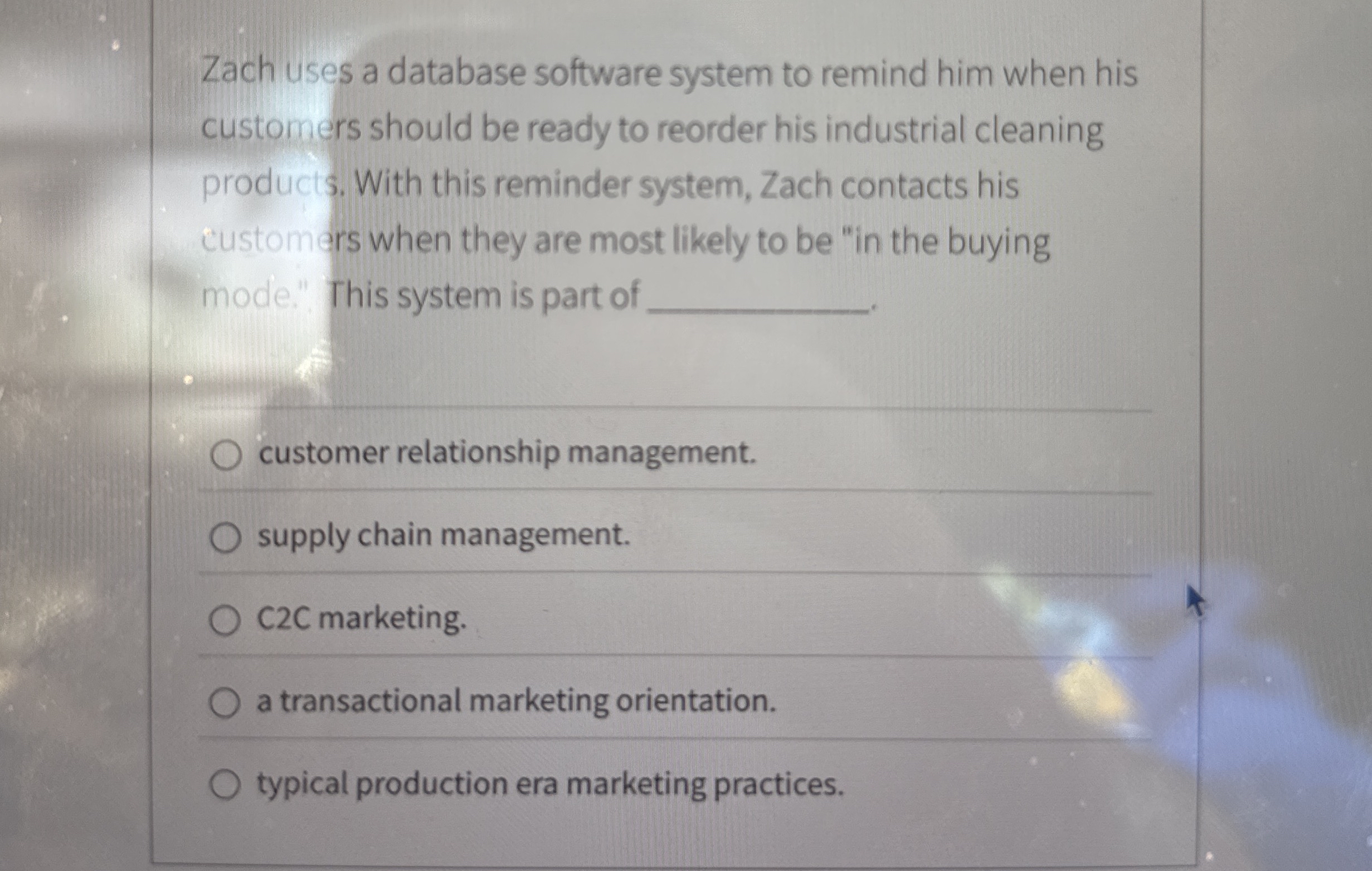 Solved Zach uses a database software system to remind him | Chegg.com